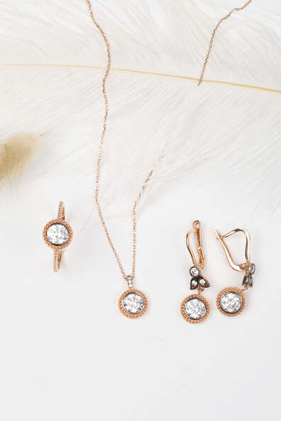 Eskitme Montürlü Tek Taş Üçlü Takım